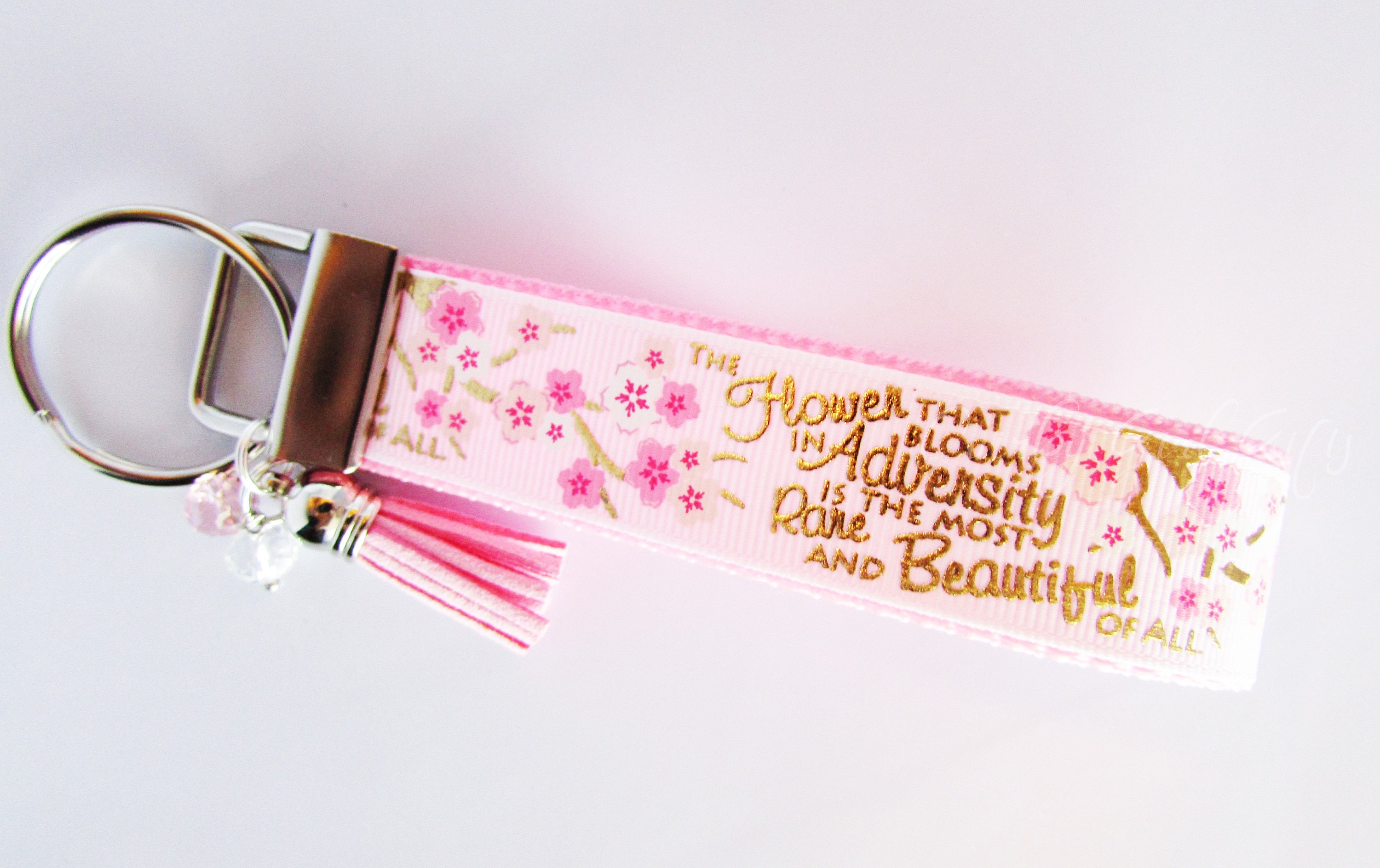 Floral Key Fob Quote Key Fob Motivational Key Fob Cherry | Etsy