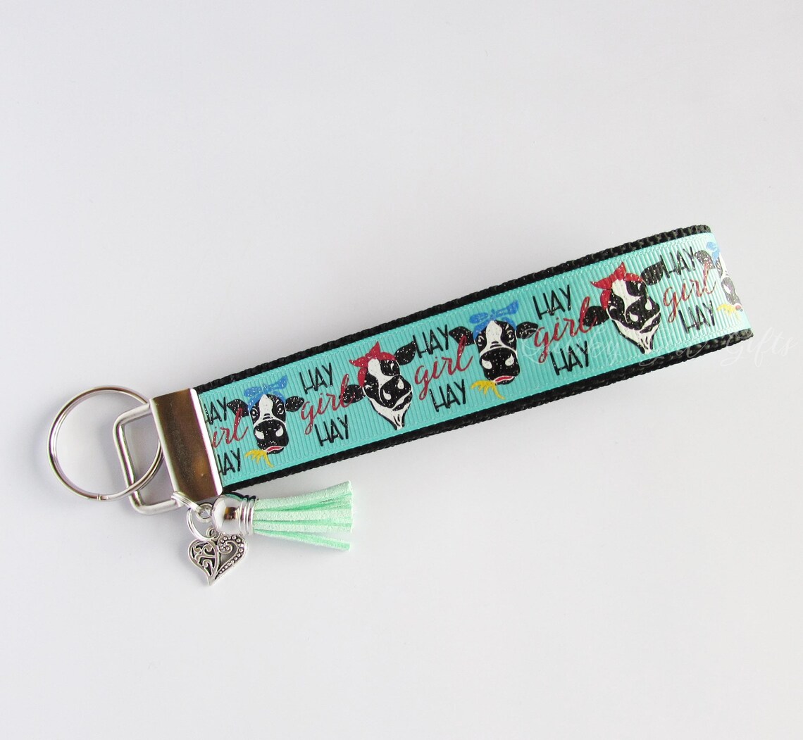 Cow Key Fob Cow Keychain Hay Girl Hay Cow Key Fob Cow - Etsy