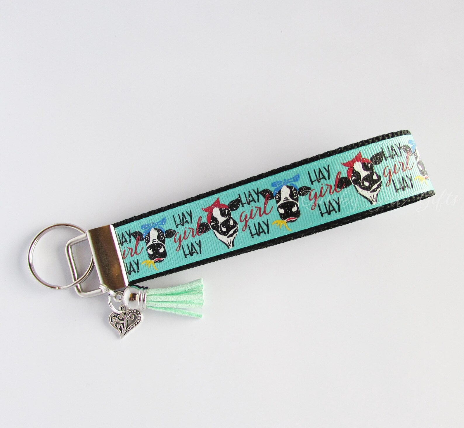 Cow Key Fob - Cow Keychain - Hay Girl Hay Cow Key Fob - Cow Wristlet ...