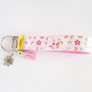 Unicorn Keychain - Unicorn Key Fob - Unicorn Rainbow and Flower Key Fob ...