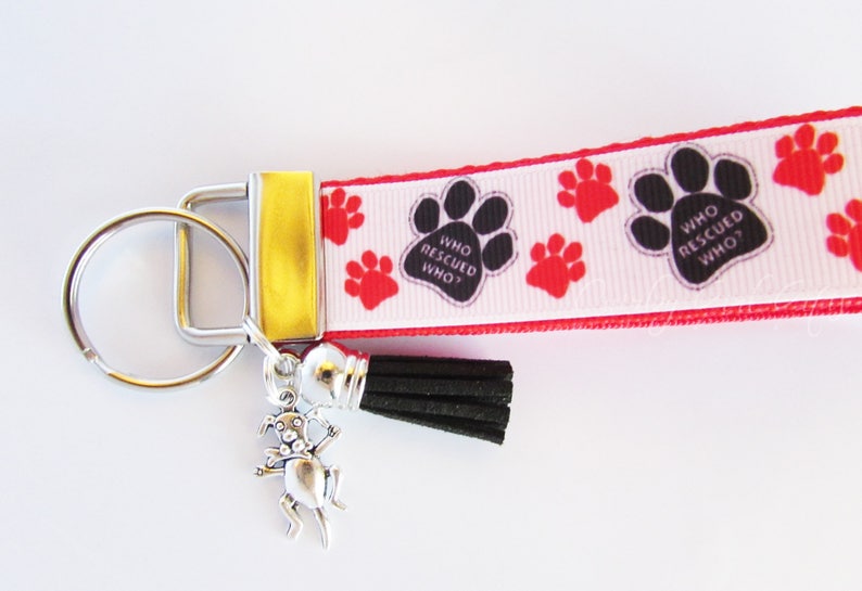 Paw Print Key Fob Dog Key Fob Who Rescued Who Key Fob | Etsy
