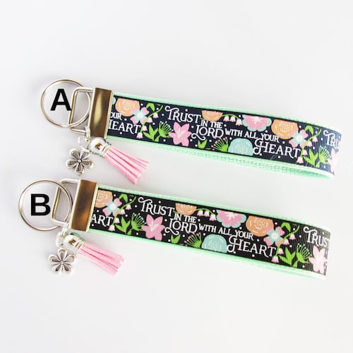 Christian Key Fob Religious Keychain Trust in the Lord - Etsy