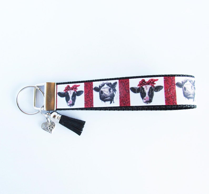 Cow Key Fob Cow Keychain Bandana Cow Wristlet Heifer Key - Etsy