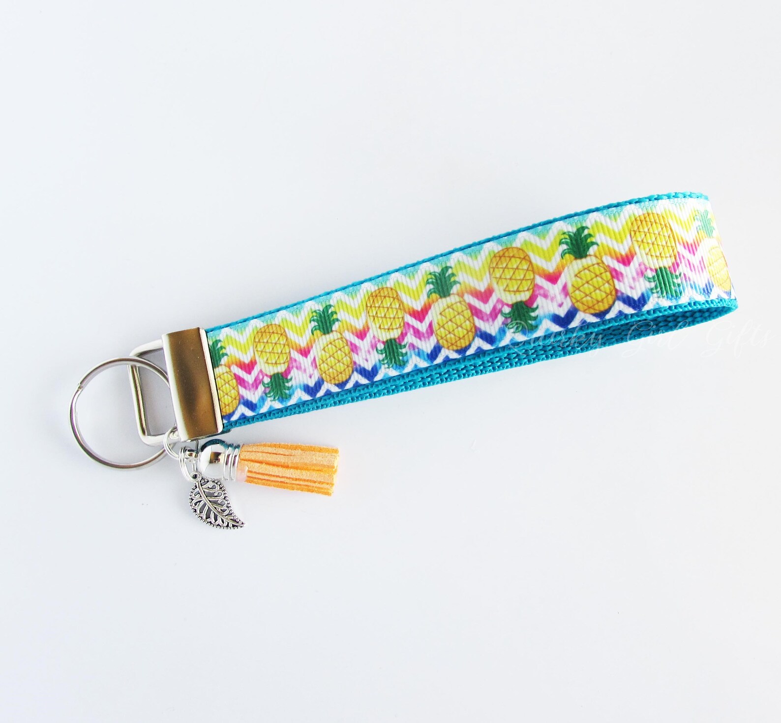Rainbow Chevron Pineapple Key Fob Pineapple Wristlet Key Fob | Etsy