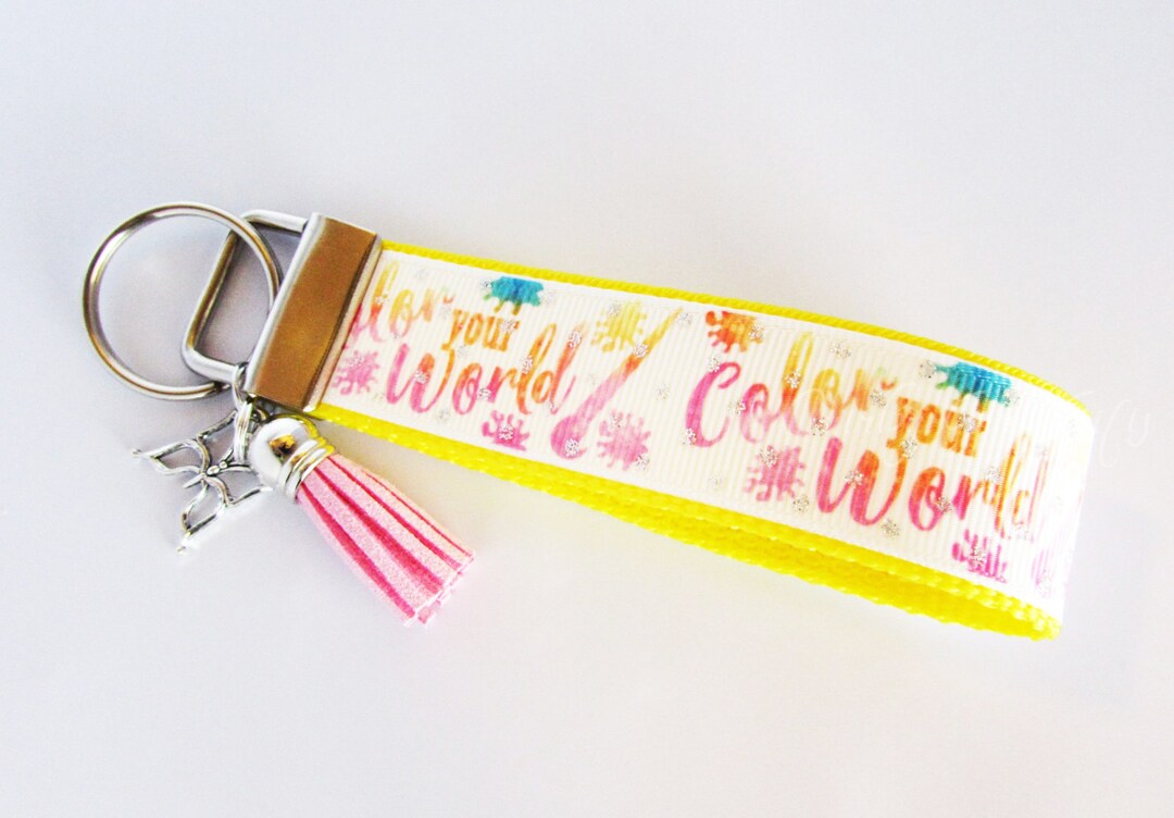 Color Your World Key Fob - Inspirational Key Fob - Paint Brush and ...