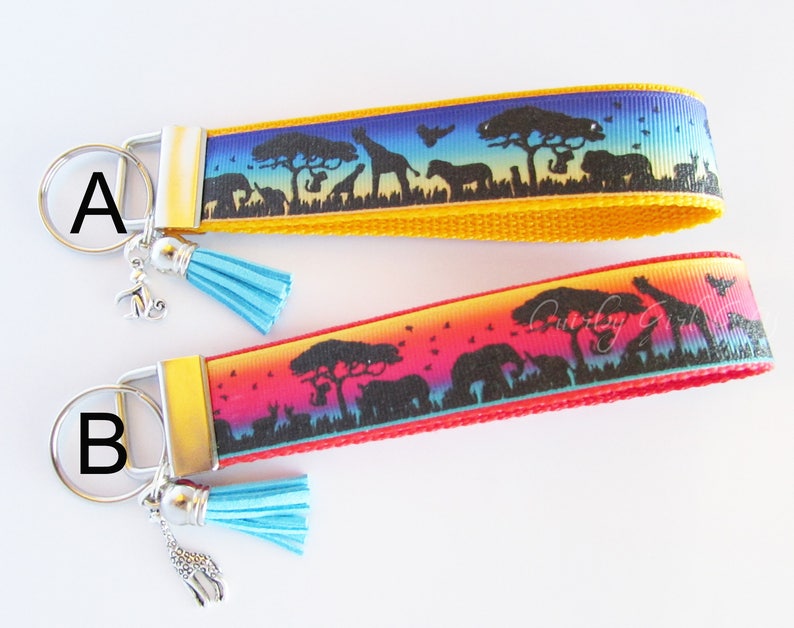 Safari Key Fob - African Safari Key Fob - African Animals Wristlet ...