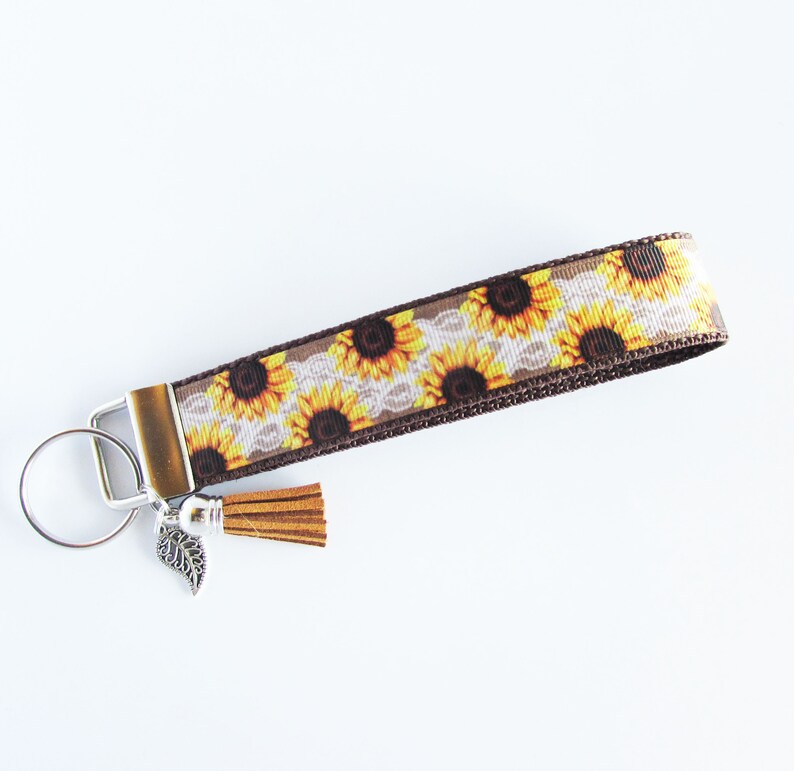 Sunflower Key Fob Sunflower Wristlet Sunflower and Lace - Etsy