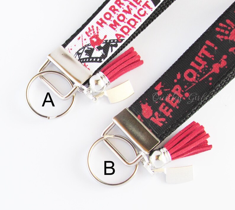 Horror Movie Addict Key Fob - Horror Keychain - Keep Out Key Fob ...