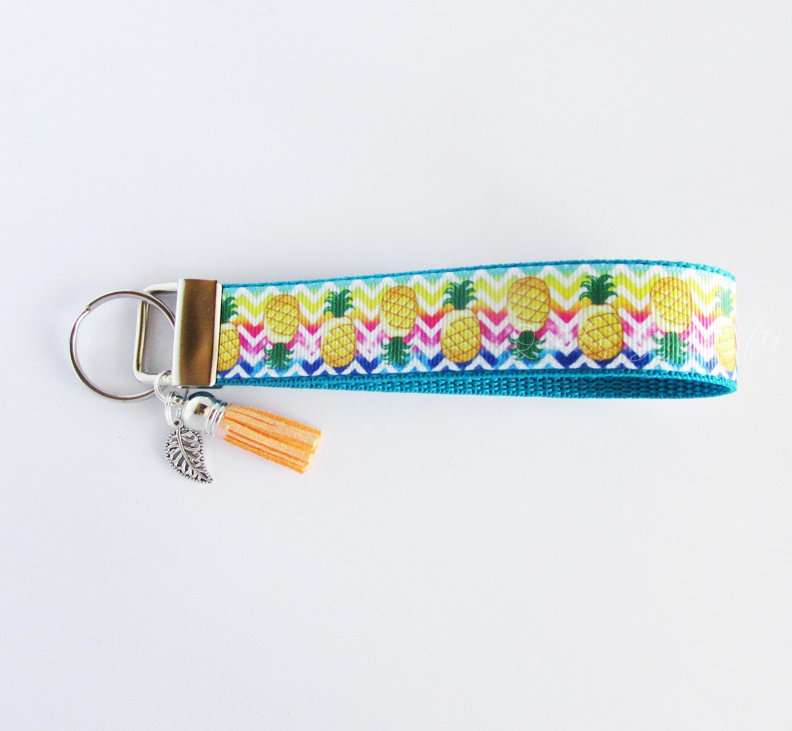Rainbow Chevron Pineapple Key Fob Pineapple Wristlet Key Fob | Etsy
