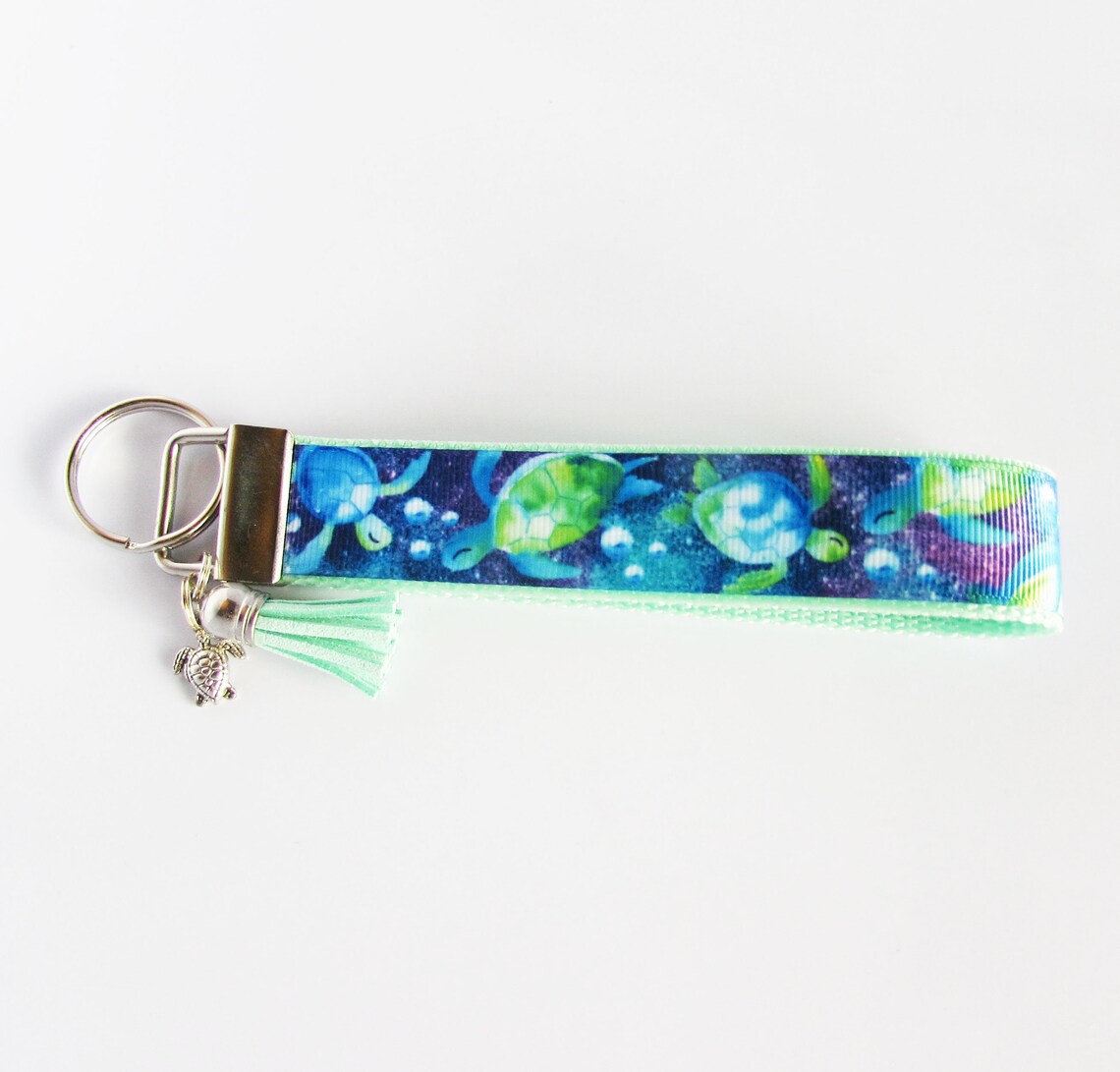 Sea Turtle Key Fob - Sea Turtle Keychain - Sea Turtle Wristlet - Marine ...