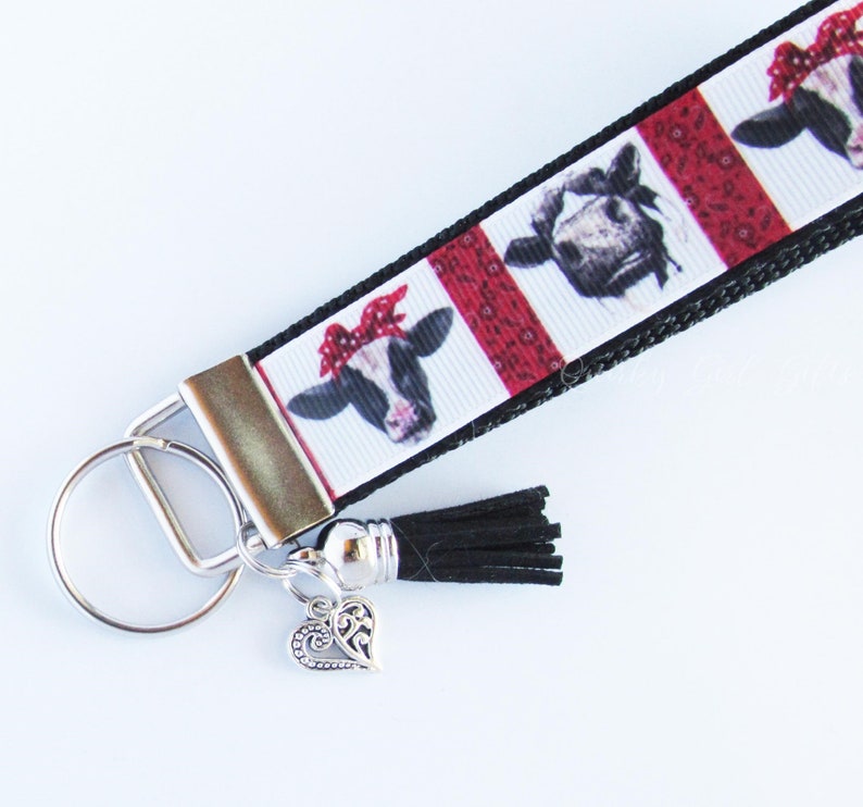 Cow Key Fob Cow Keychain Bandana Cow Wristlet Heifer Key - Etsy