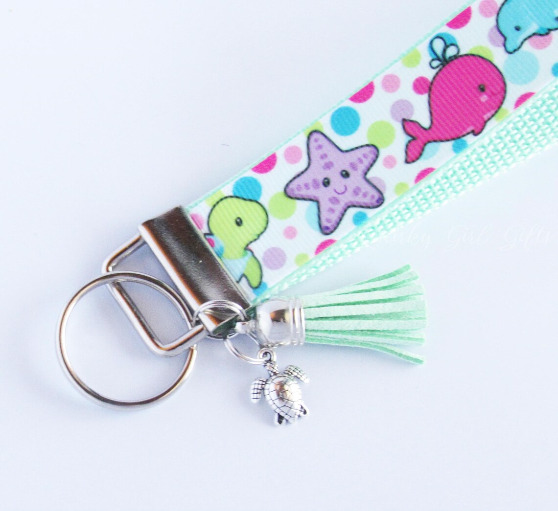 Sea Life Key Fob Sea Life Keychain Wristlet Sea Turtle Key - Etsy