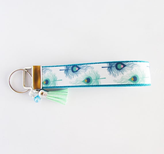 Peacock Feather Key Fob Bird Feather Key Fob Feather | Etsy