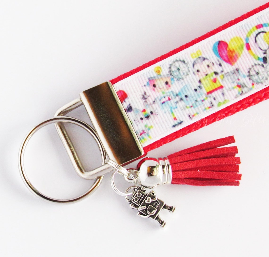 Robot Key Fob Robot Keychain Robot Wristlet Geek Gift | Etsy