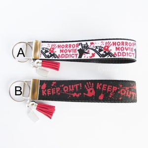 Horror Movie Addict Key Fob - Horror Keychain - Keep Out Key Fob ...