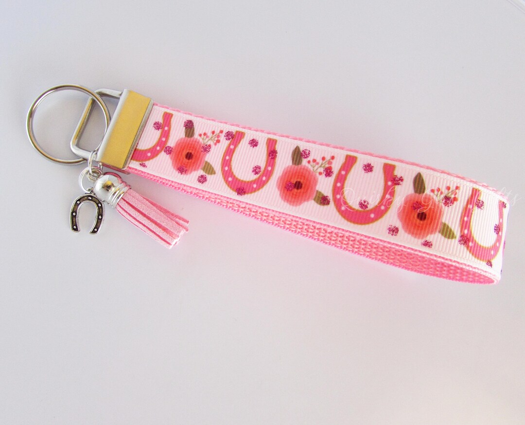 Horseshoe Key Fob - Horse Key Fob - Floral Key Fob - Lucky Horseshoe ...