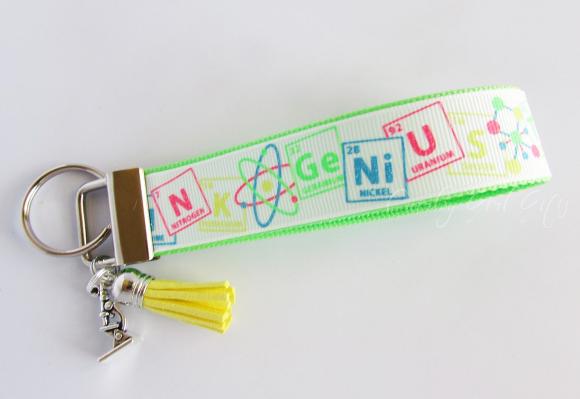 Nerdy Science Think Genius Key Fob Geek Keychain Periodic - Etsy