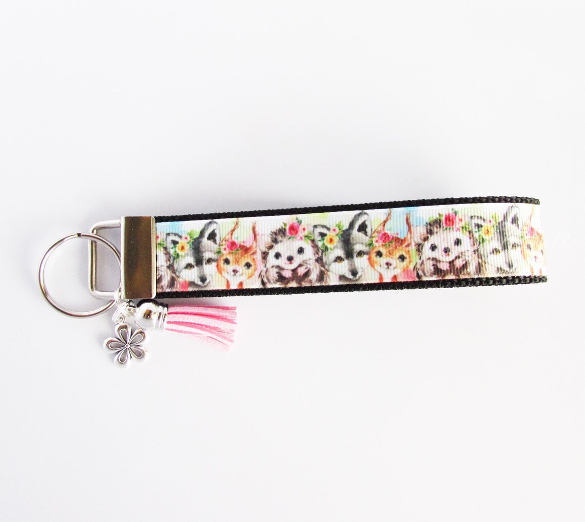 Woodland Animals Key Fob Hedgehog Key Fob Wolf Fox and - Etsy