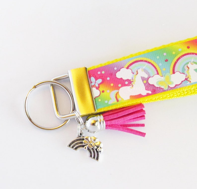 Unicorn and Rainbow Key Fob Unicorn Keychain Rainbow and - Etsy