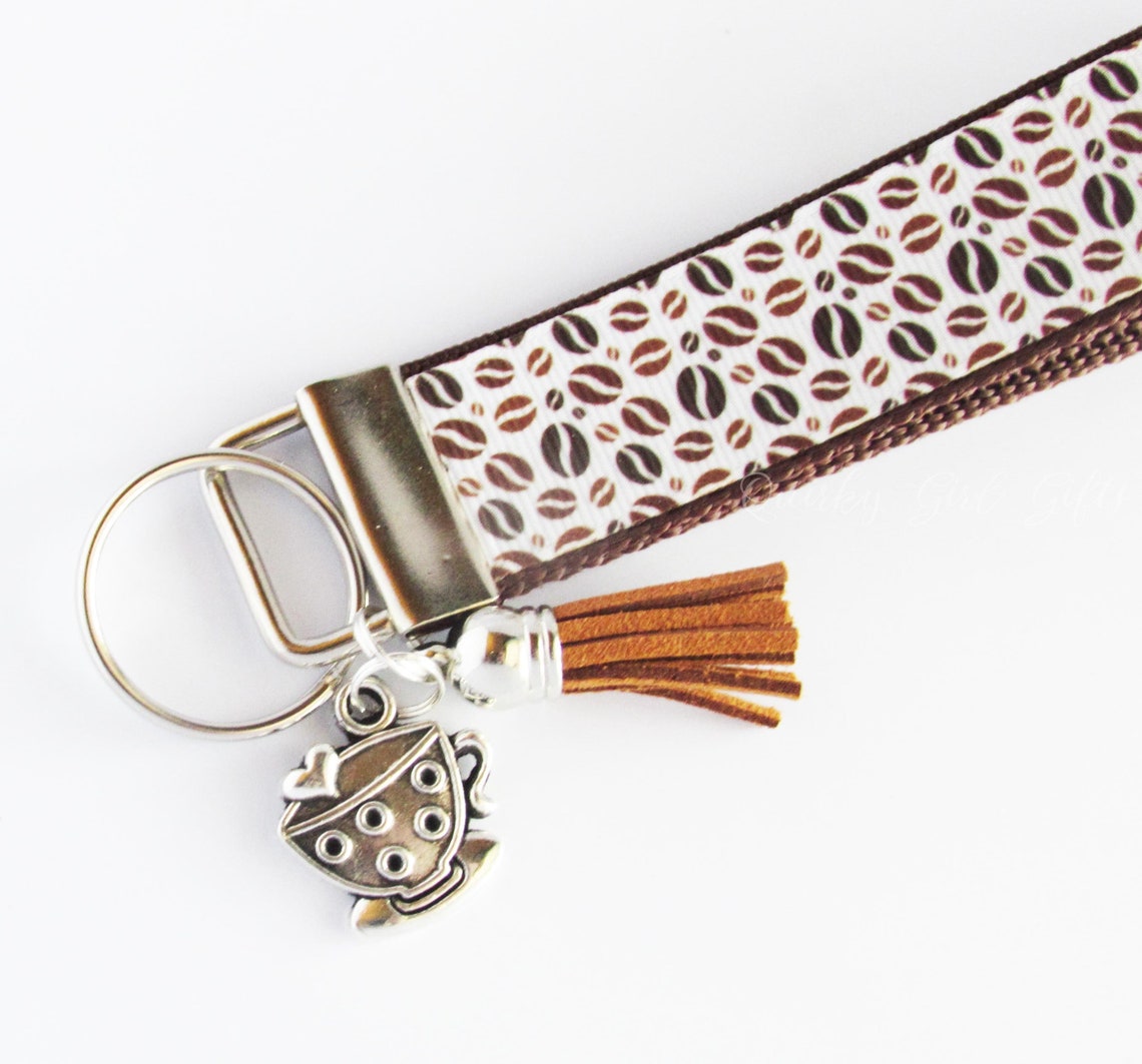 Coffee Key Fob Coffee Keychain Coffee Bean Key Fob | Etsy