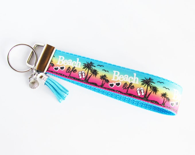 Beach Key Fob Ocean Key Fob Palm Tree Key Fob Flip Flop and Sunglasses ...