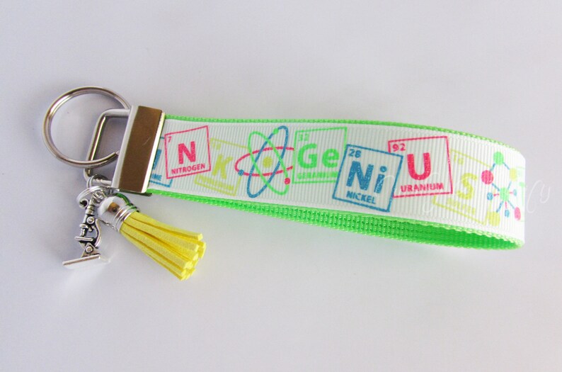 Nerdy Science Think Genius Key Fob Geek Keychain Periodic | Etsy