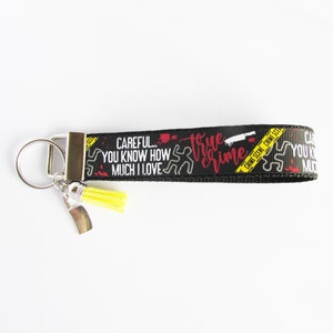 I Love True Crime Key Fob - True Crime Keychain - Crime Scene Tape Key ...