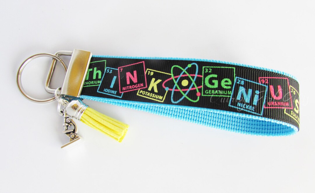 Nerdy Science Think Genius Key Fob - Geek Keychain - Periodic Table Key ...