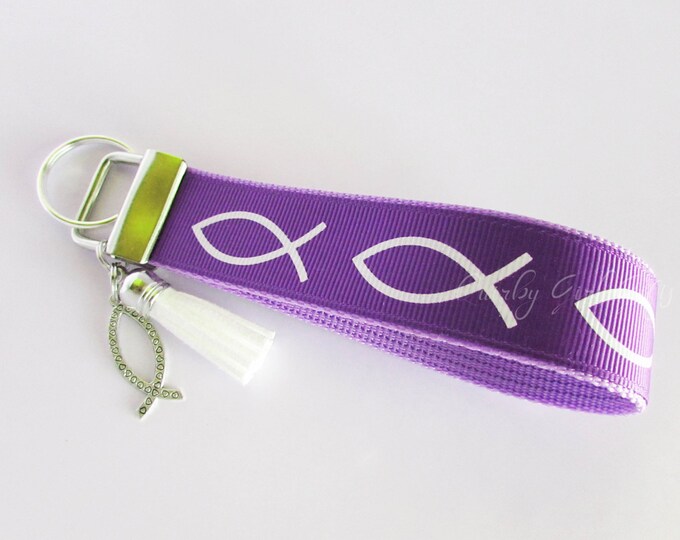 Ichthys (ichthus) Key Fob - Jesus Fish Key Fob - Purple Ichthus Key Fob ...