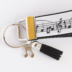 Music Themed Key Fob - Music Note Keychain - Black and White Music ...