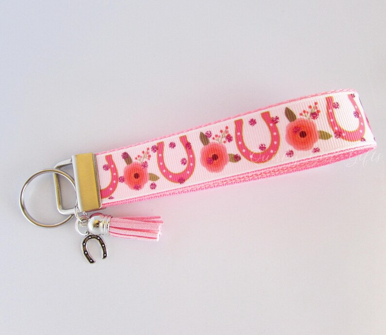 Horseshoe Key Fob - Horse Key Fob - Floral Key Fob - Lucky Horseshoe ...
