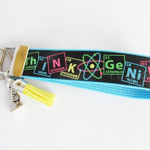 Nerdy Science Think Genius Key Fob - Geek Keychain - Periodic Table Key ...