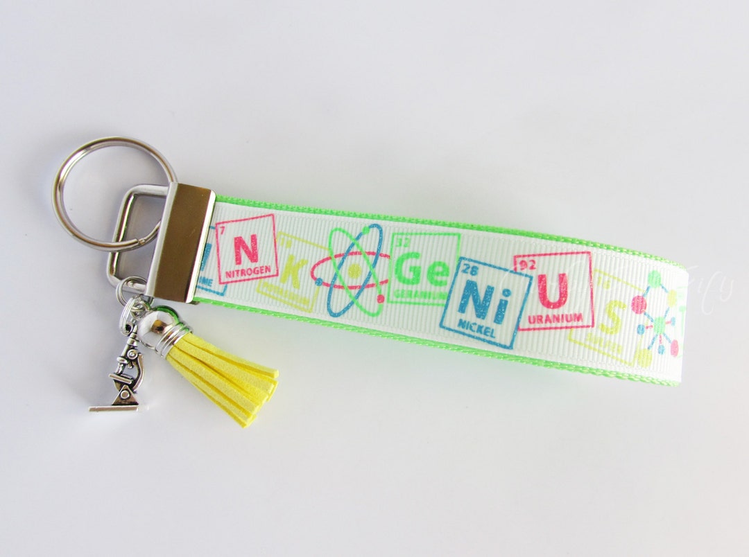 Nerdy Science Think Genius Key Fob - Geek Keychain - Periodic Table Key ...