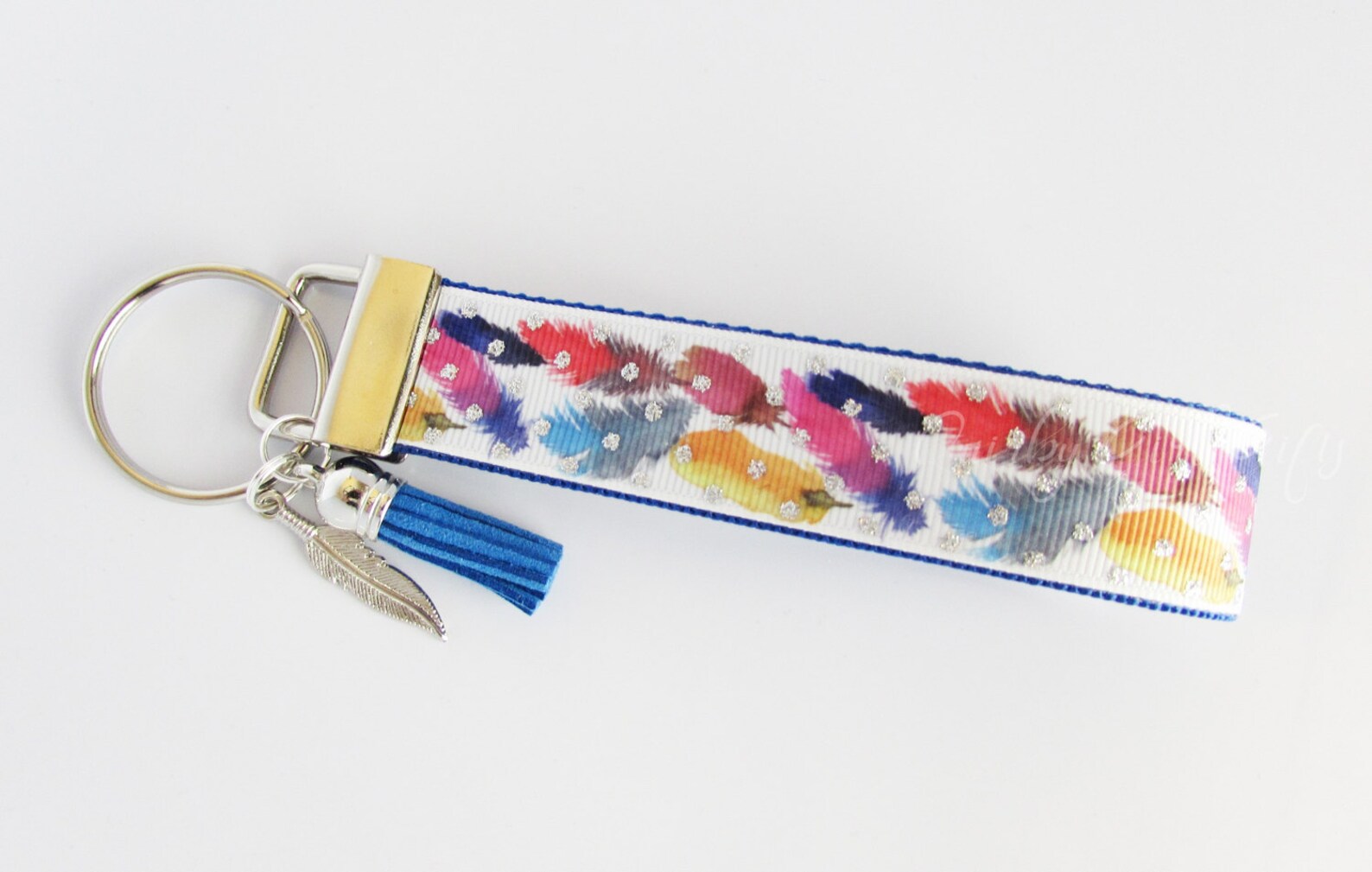 Feather Key Fob - Multicolor Feather Keychain - Feather Wristlet With ...