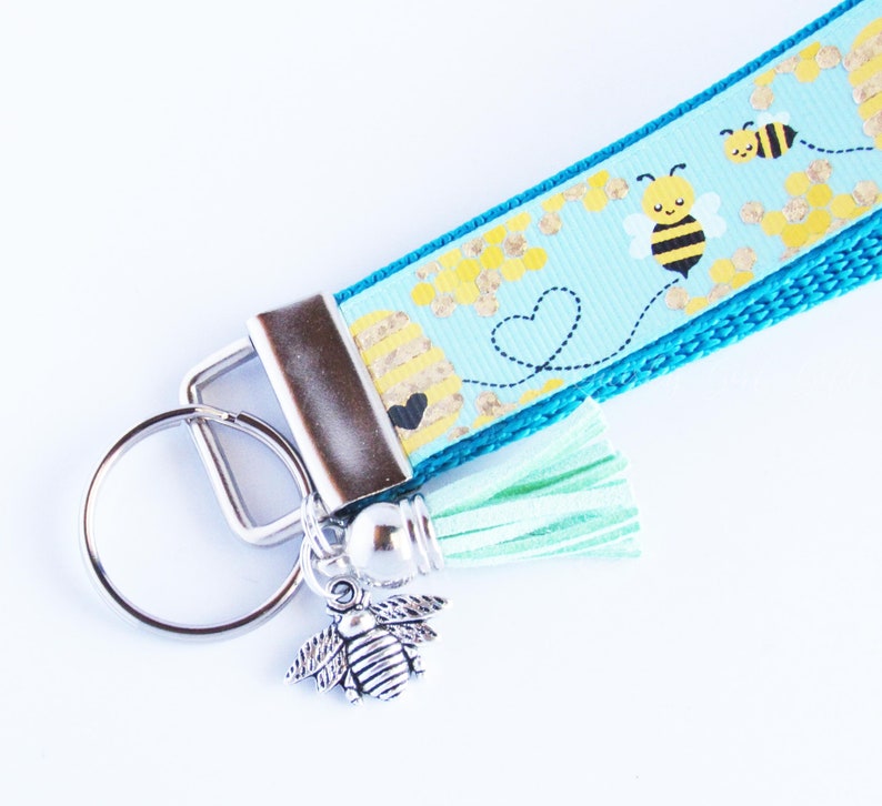 Bumblebee Key Fob - Bumblebee Keychain - Beehive Key Fob - Honeycomb ...