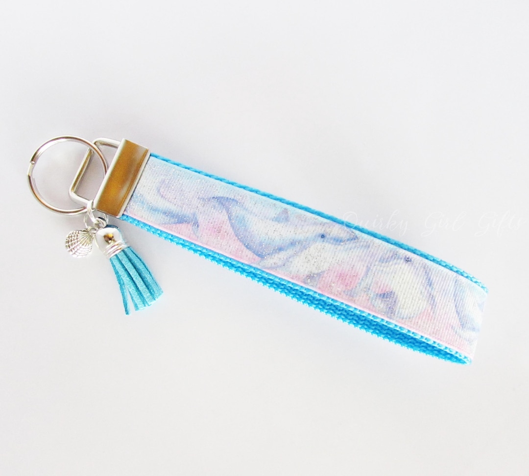 Glittered Dolphin Key Fob - Dolphin Keychain - Dolphin Wristlet ...