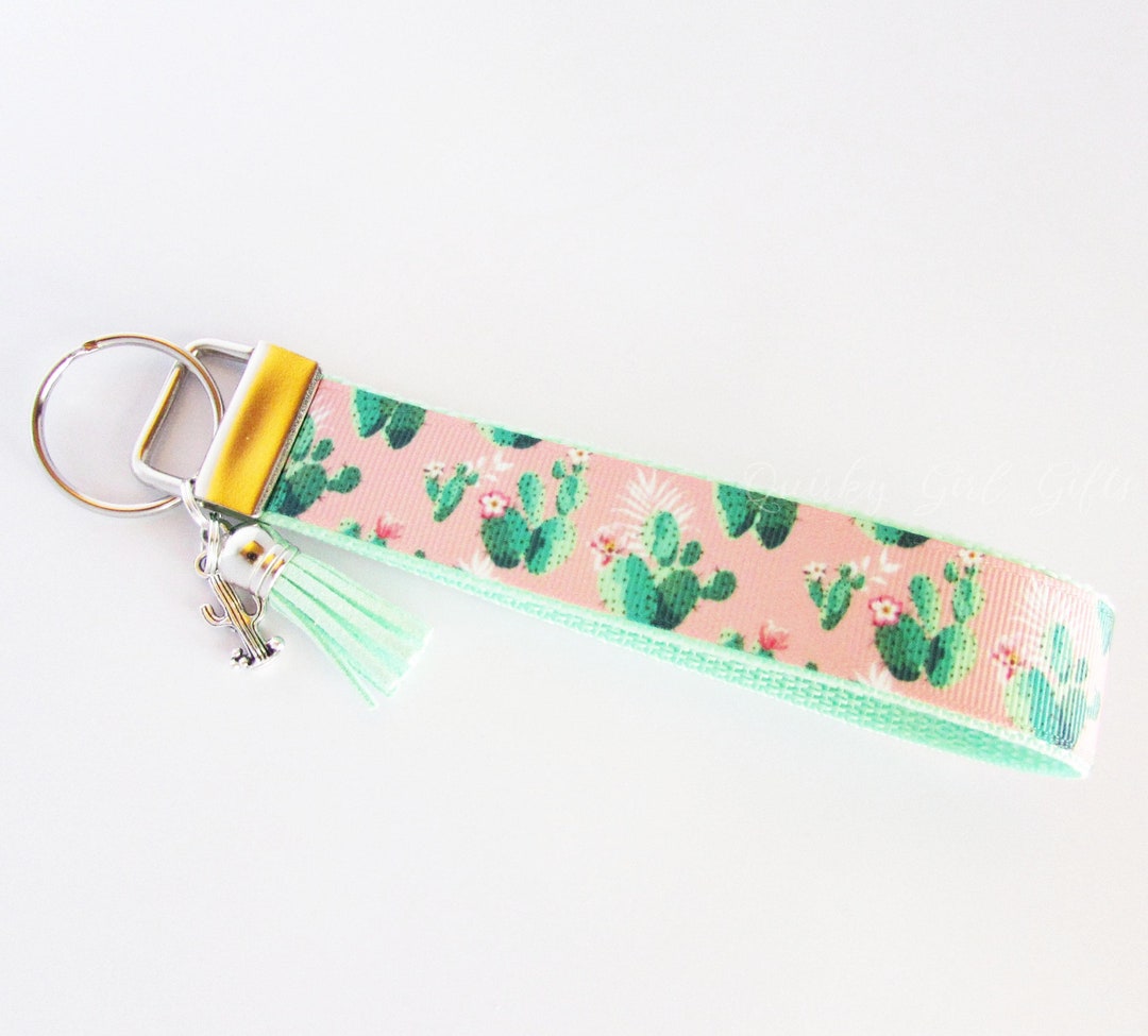 Cactus Key Fob - Succulent Key Fob - Cactus Keychain - Cactus Wristlet ...