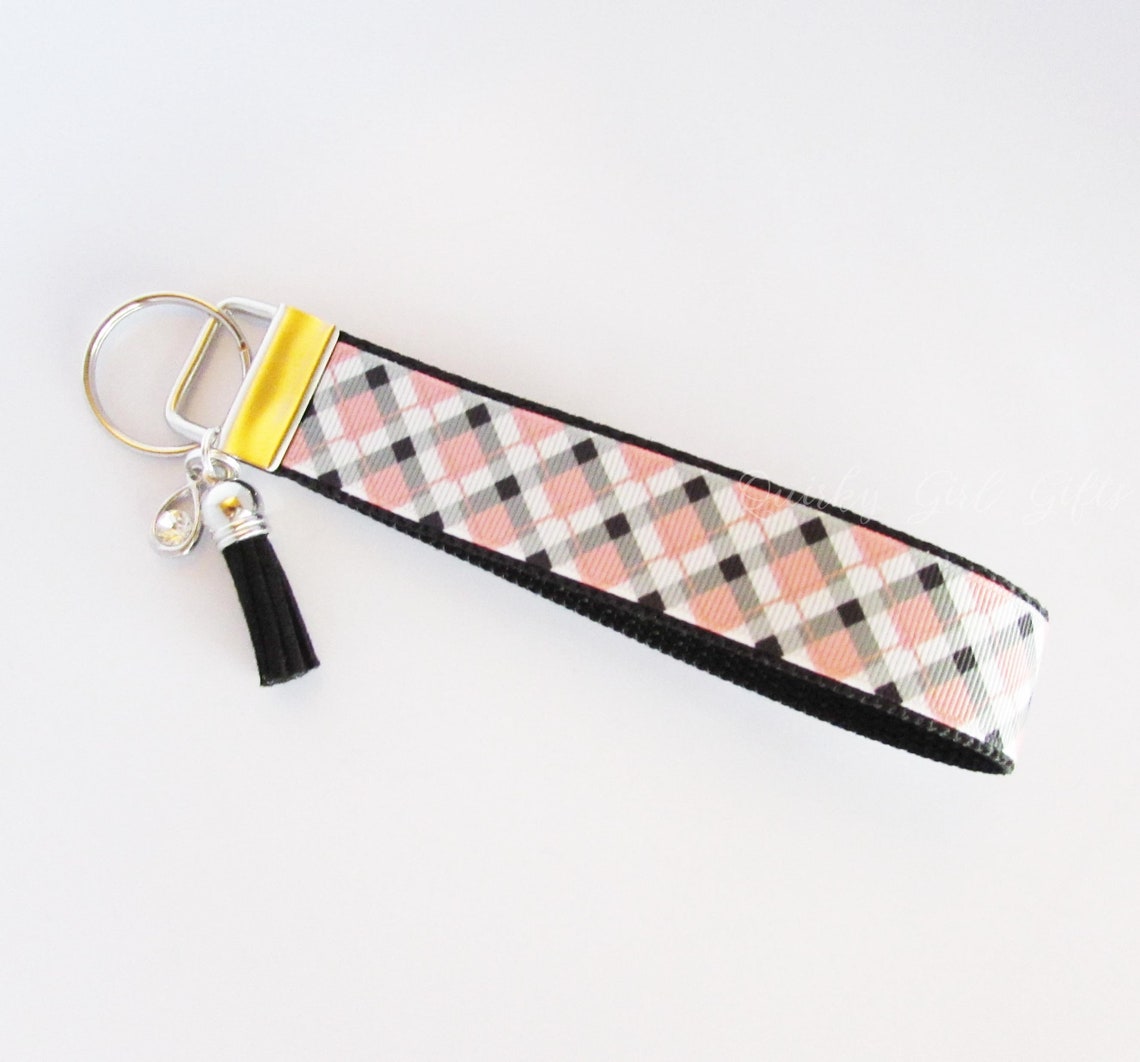 Plaid Key Fob - Plaid Keychain - Plaid Wristlet Key Fob - Trendy Key ...