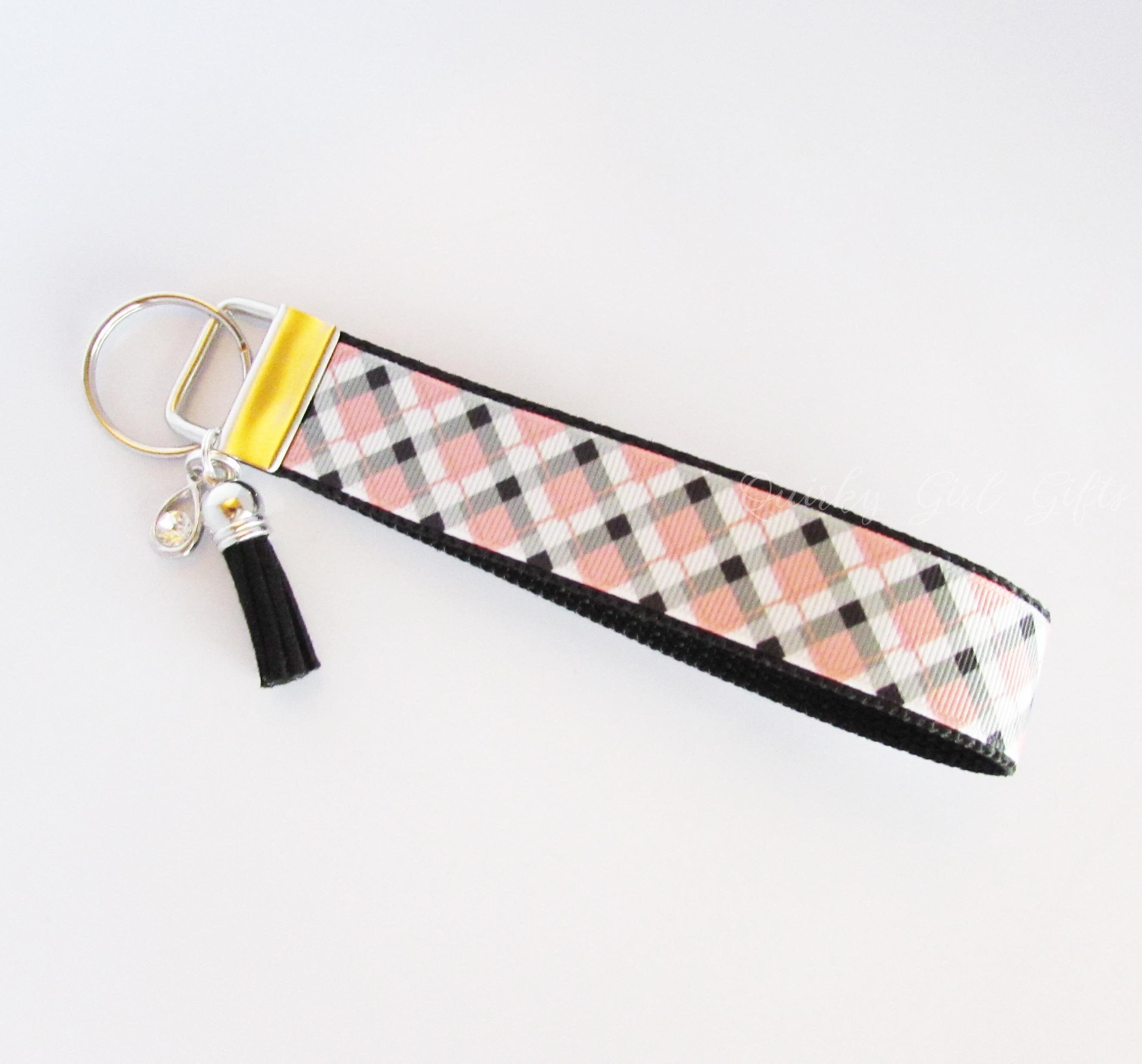 Plaid Key Fob Plaid Keychain Plaid Wristlet Key Fob | Etsy