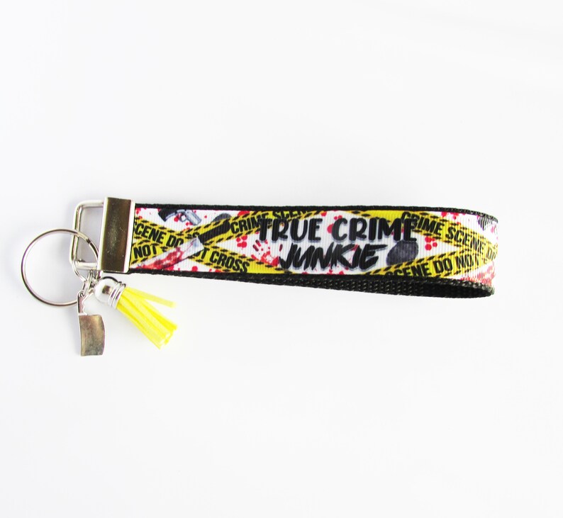 True Crime Junkie Key Fob - True Crime Keychain - Crime Scene Key Fob ...