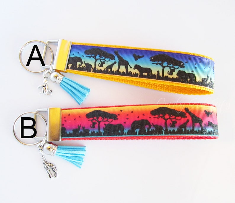 Safari Key Fob - African Safari Key Fob - African Animals Wristlet ...