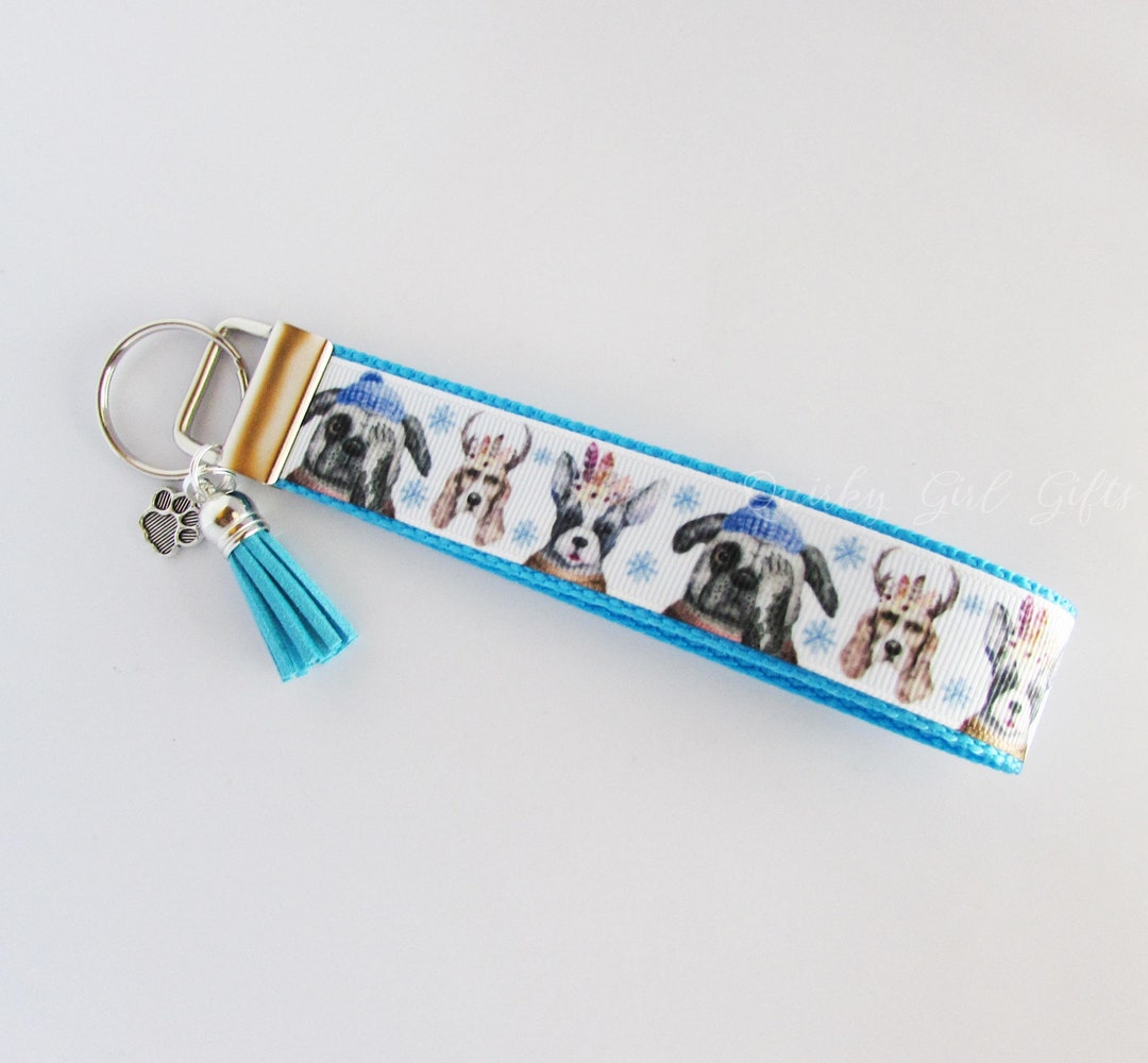 Dog Key Fob - Dog Keychain - Dogs Wearing Hats - Dogs With Crowns - Pet ...