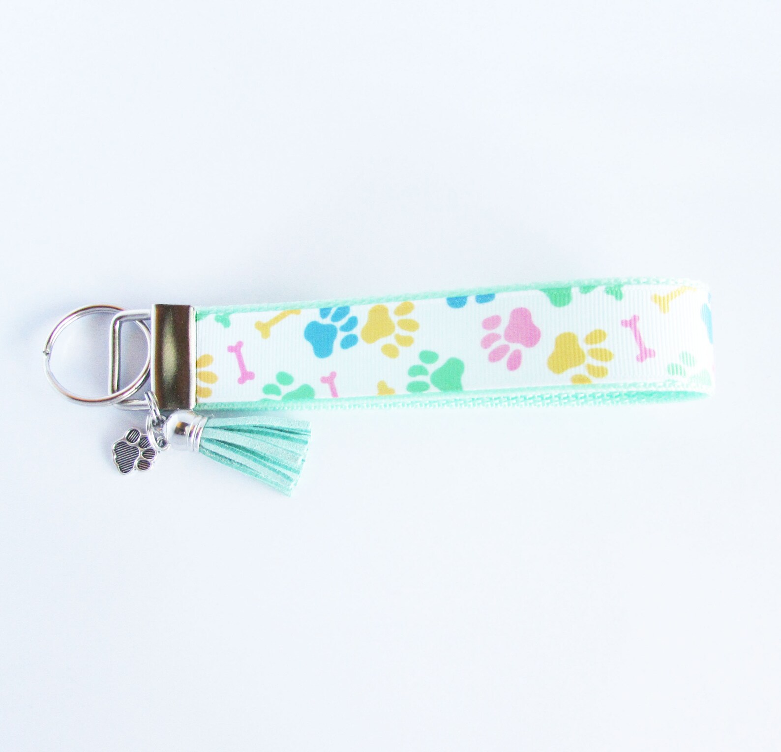 Dog Paw Print Key Fob Dog Bone and Paw Print Key Fob Puppy Paw Print ...