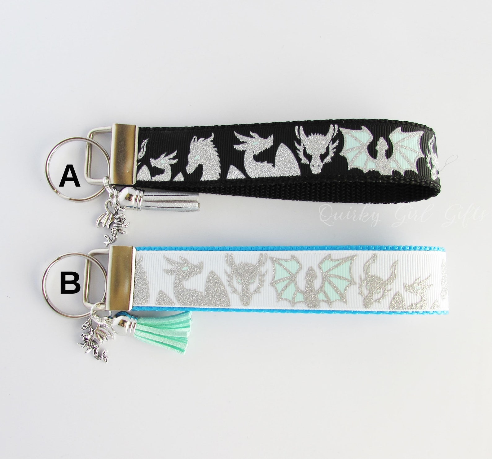 Pick One Glittered Dragon Key Fob Dragon Keychain Dragon | Etsy