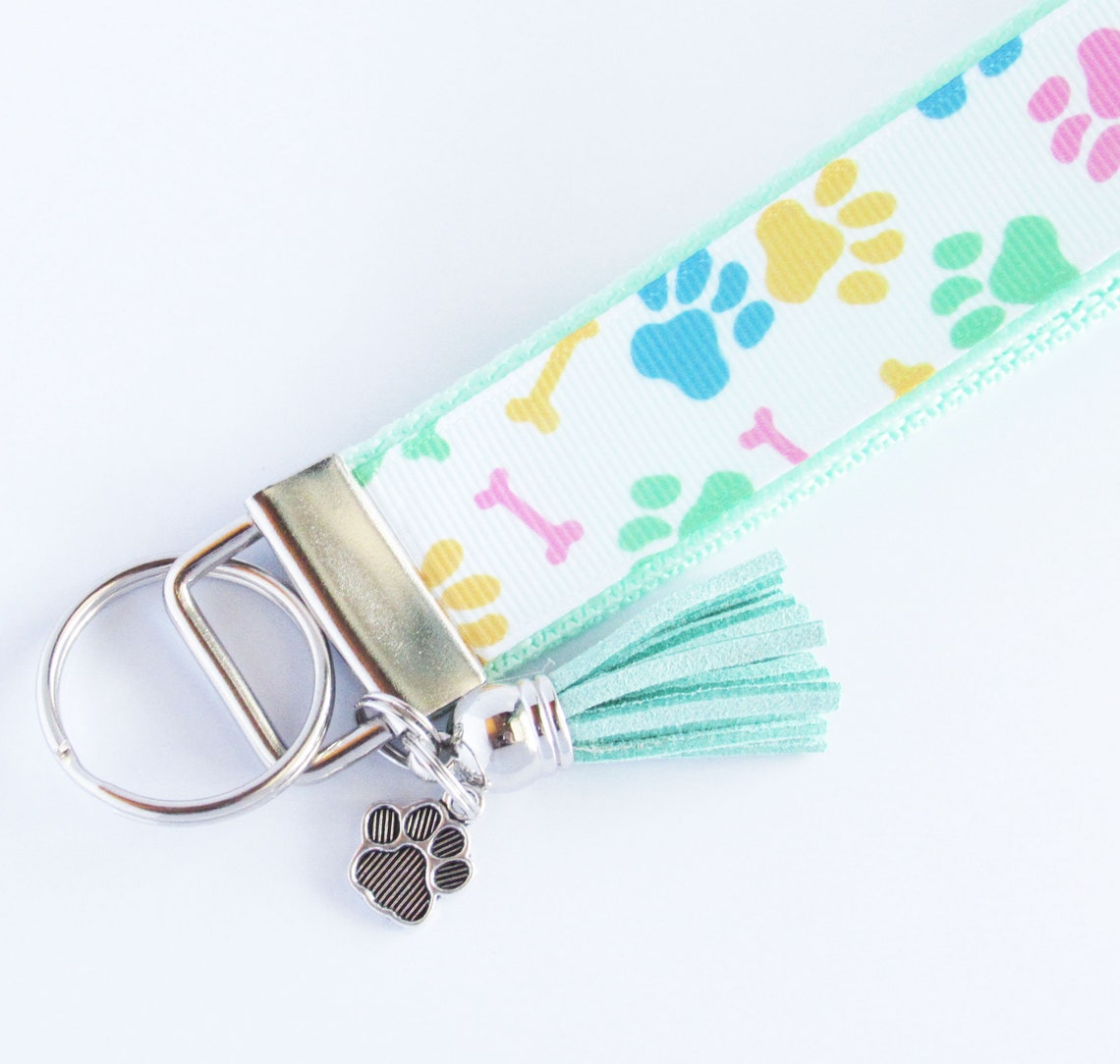 Dog Paw Print Key Fob Dog Bone and Paw Print Key Fob Puppy - Etsy