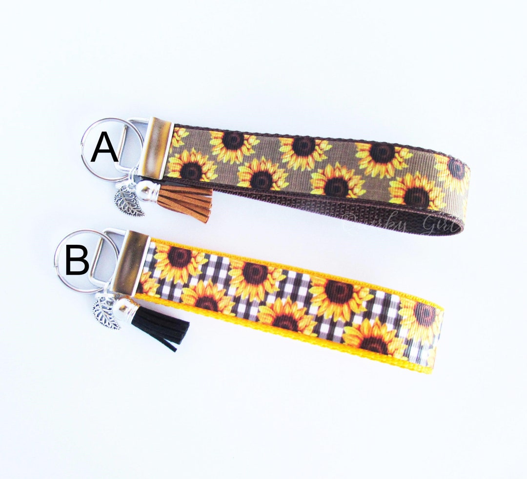 Sunflower Key Fob - Sunflower Keychain - Buffalo Check Sunflower ...