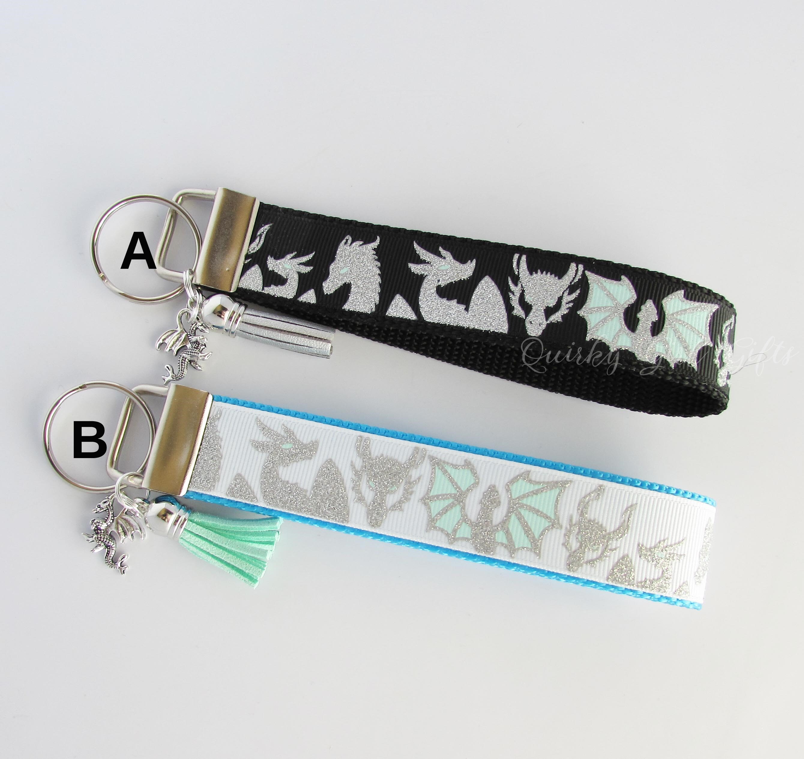 Pick One Glittered Dragon Key Fob - Dragon Keychain - Dragon Gifts ...