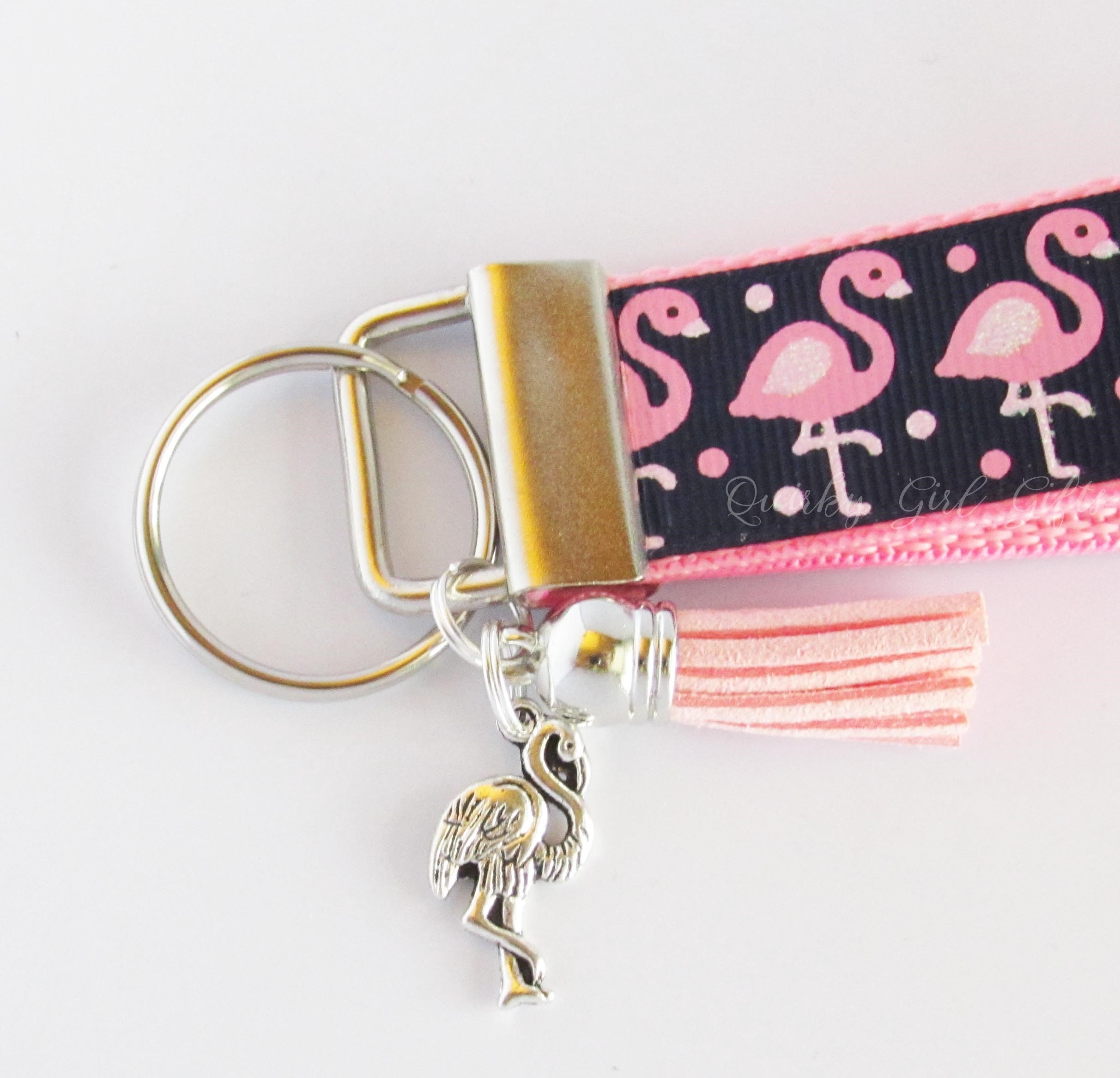 Flamingo Key Fob Flamingo Keychain Pink Flamingo Wristlet | Etsy