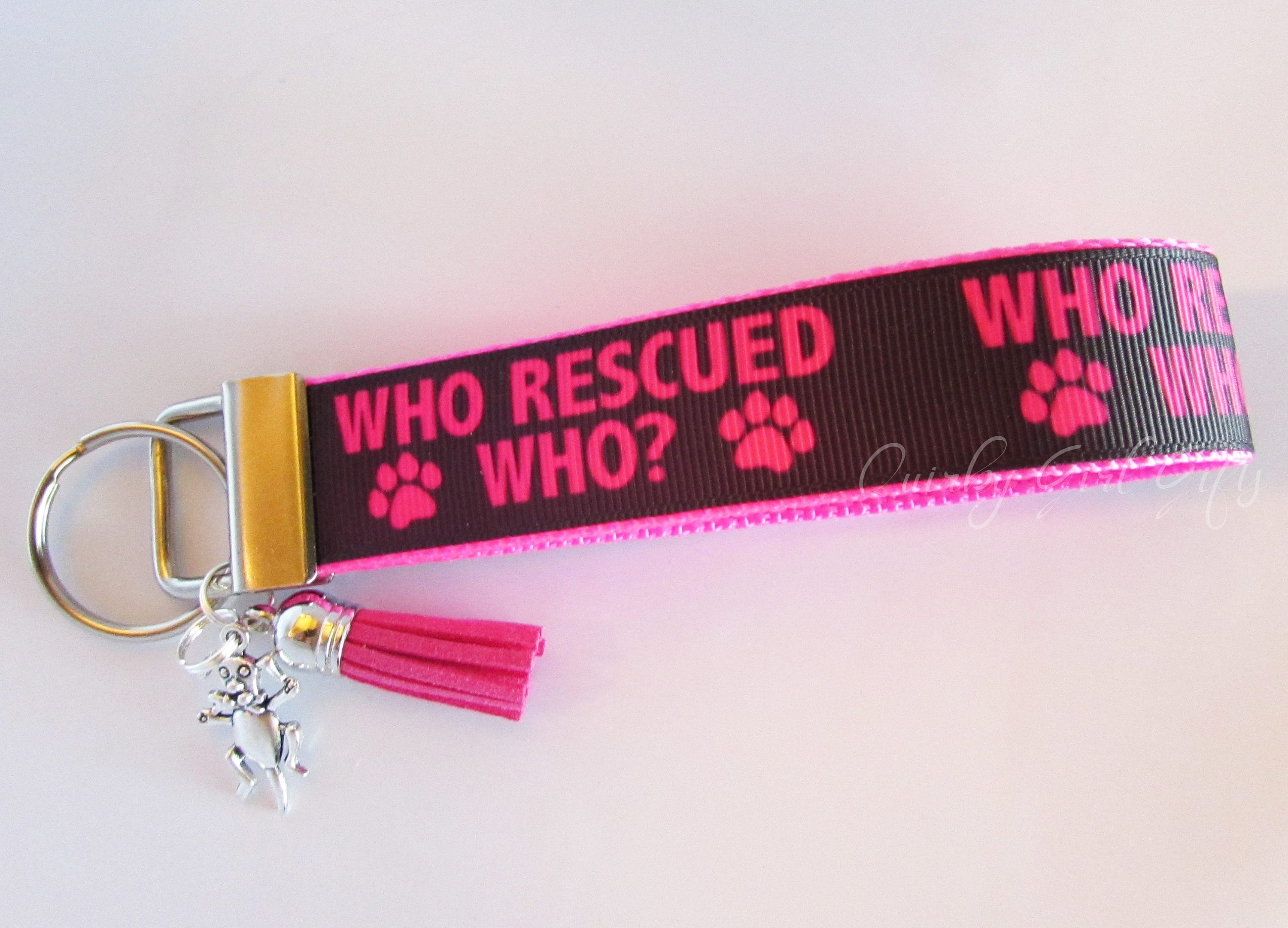 Dog Rescue Key Fob Dog Key Fob Paw Print Keychain Who | Etsy