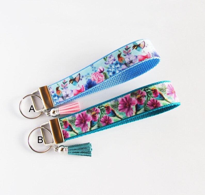 Bird Key Fob Bird Keychain Floral Bird Wristlet Floral - Etsy